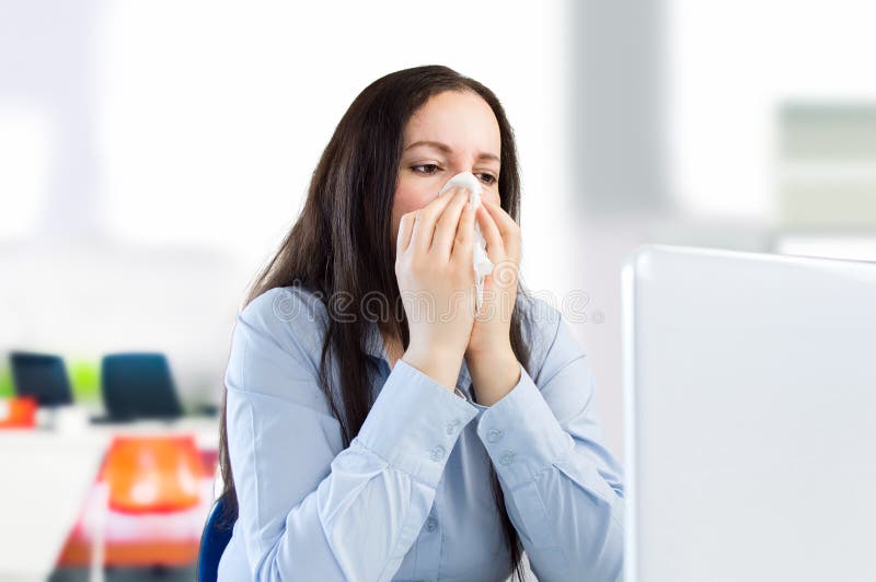 Working with a great cold stock photo. Image of influenza - 60370492