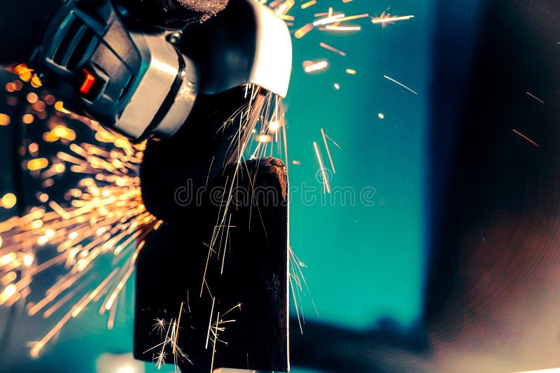 Working Grinder with Sparks and Flame Stock Image - Image of sparks ...