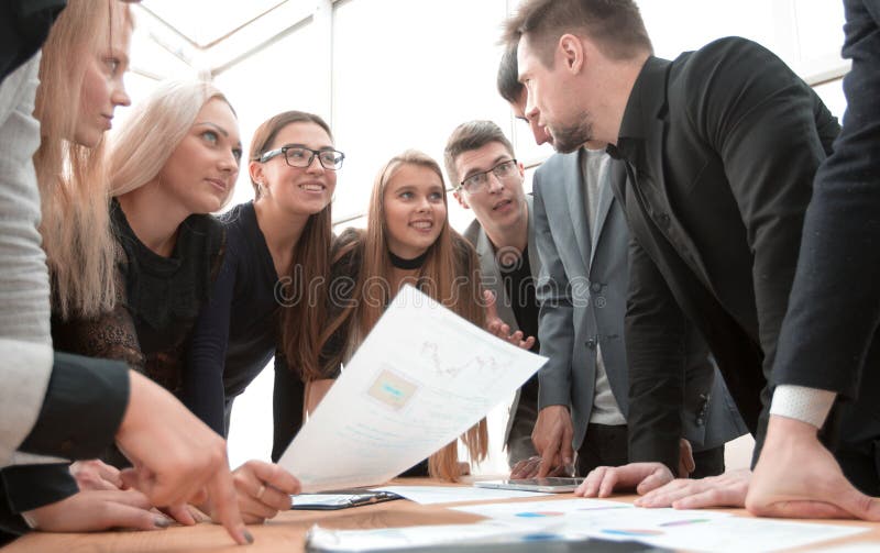 Working Group Discussing Financial Documents at the Meeting Stock Image ...