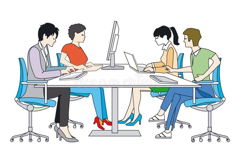 A Working Group of People Illustration Stock Vector - Illustration of ...