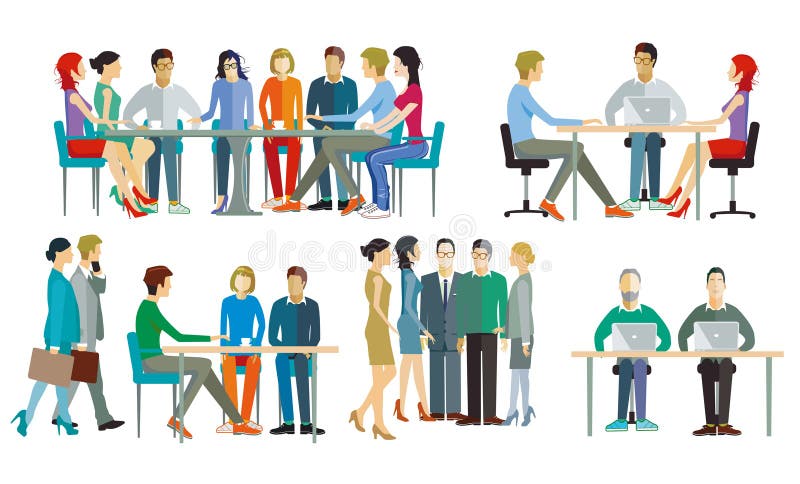 Working Groups of People at the Meeting. Illustration Stock Vector ...