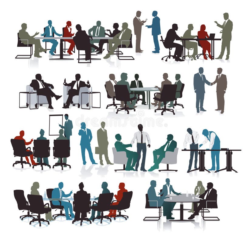 Working Groups of People at the Meeting. Illustration Stock Vector ...