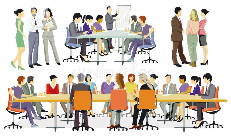 Working Groups of People at a Meeting. Illustration Stock Vector ...