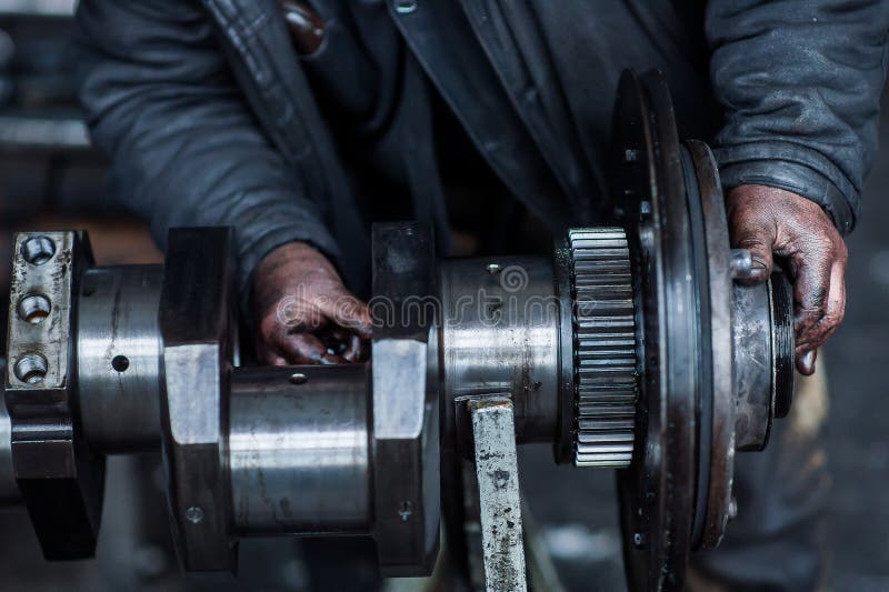 Working Hand in the Engine Oil with the Tools Stock Photo - Image of ...