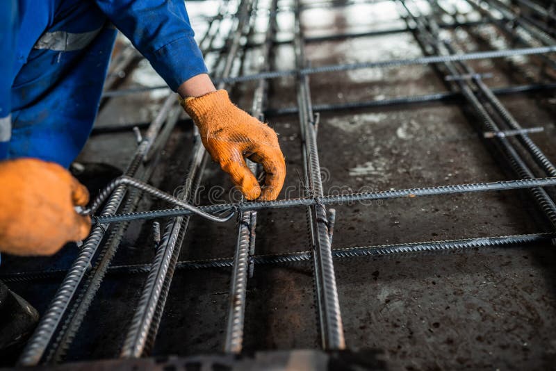 Working Hands Twist the Wire of the Reinforcement Stock Image - Image ...