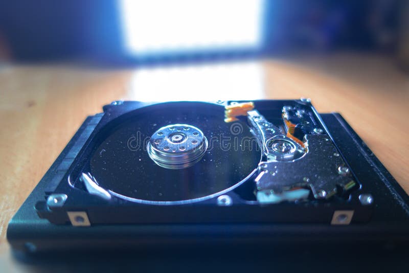 Working Hard Drive Inside View. Reading Head HDD Stock Image - Image of ...