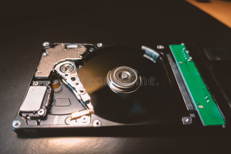 Working Hard Drive Inside View. Reading Head HDD Stock Photo - Image of ...