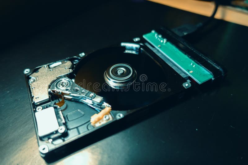 Working Hard Drive Inside View. Reading Head HDD Stock Image - Image of ...