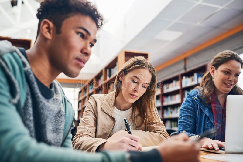 Working Hard To Get the Best Grades. a Group of Students Studying Hard ...
