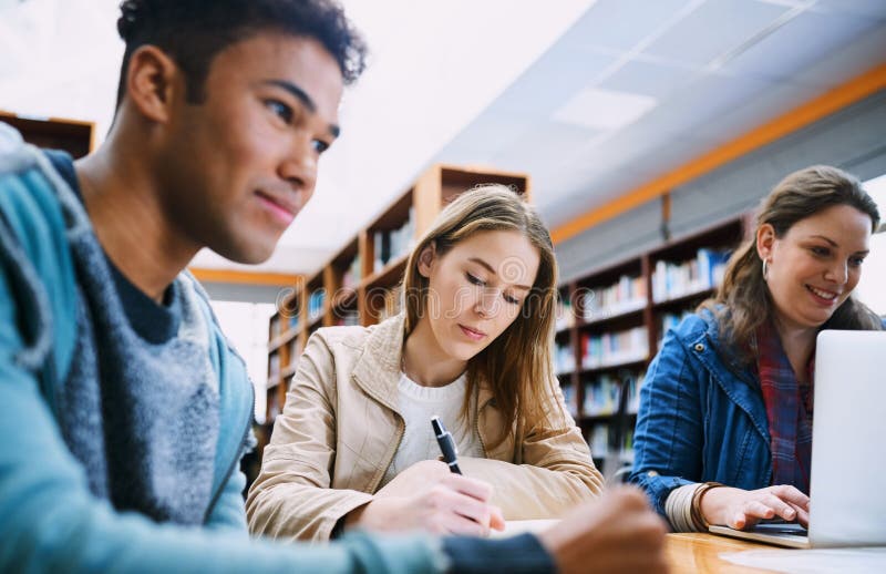 Working Hard To Get the Best Grades. a Group of Students Studying Hard ...