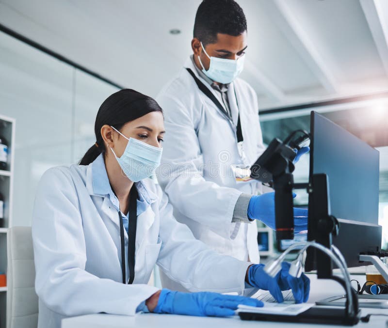 Working Hard To Get the Result we Want. Two Young Researchers Using a ...