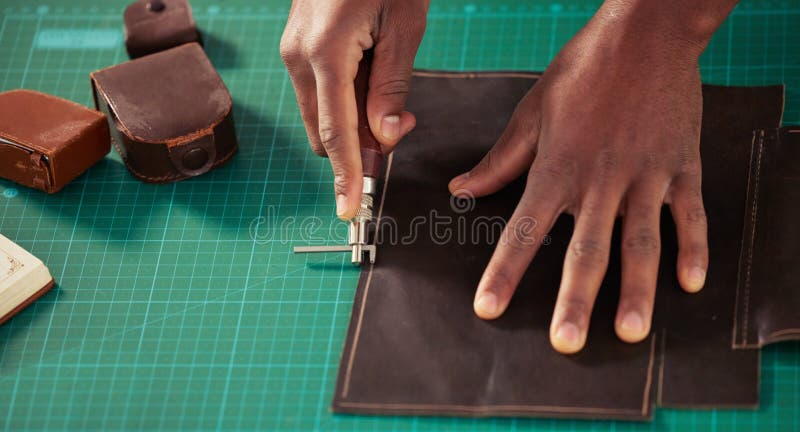 Working with His Hands. High Angle Shot of an Unrecognizable Male ...