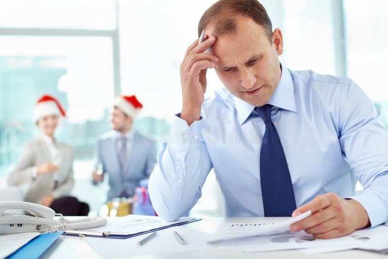 Working on holiday stock image. Image of solving, confusion - 76985335