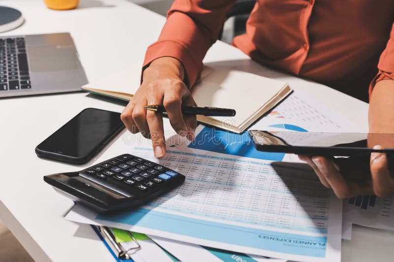Working from Home, Closeup Business Woman Using Laptop Computer and ...