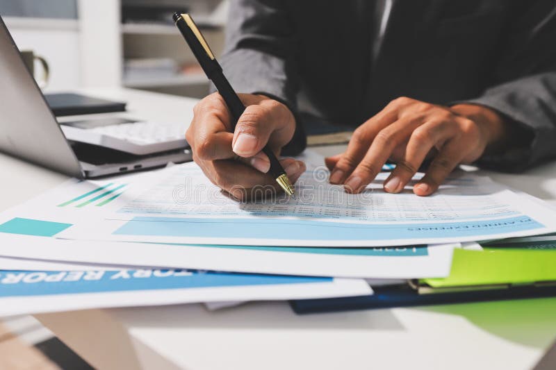 Working from Home, Closeup Business Woman Using Laptop Computer and ...