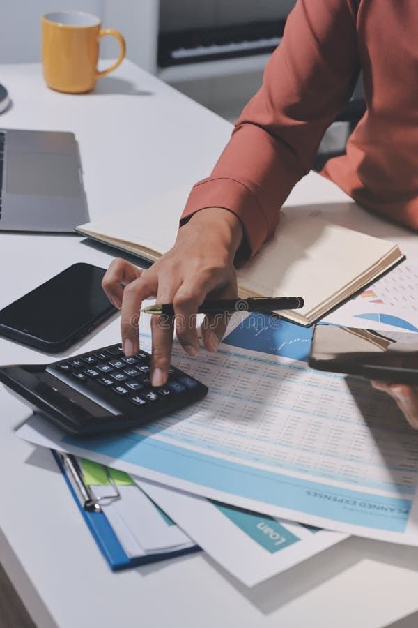 Working from Home, Closeup Business Woman Using Laptop Computer and ...