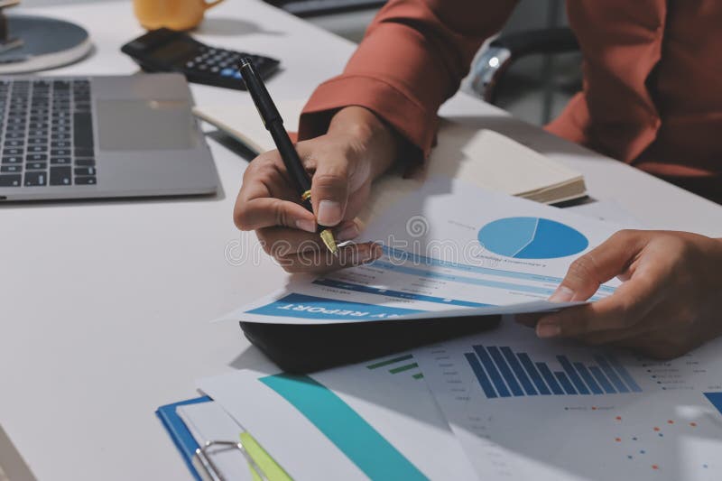 Working from Home, Closeup Business Woman Using Laptop Computer and ...