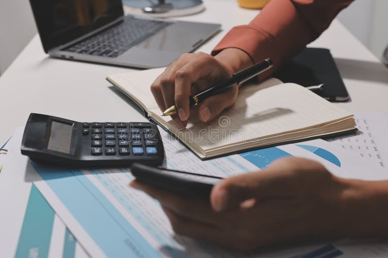 Working from Home, Closeup Business Woman Using Laptop Computer and ...