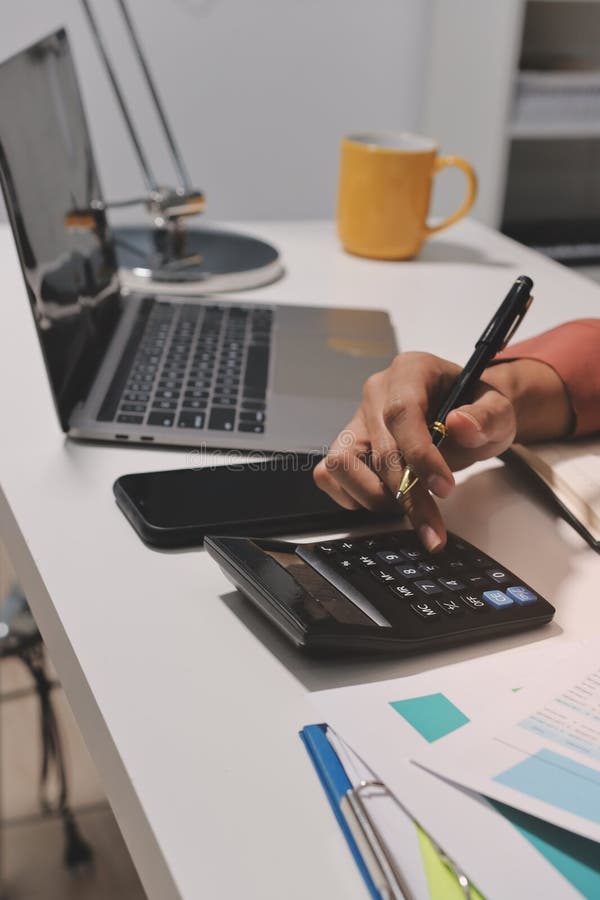 Working from Home, Closeup Business Woman Using Laptop Computer and ...