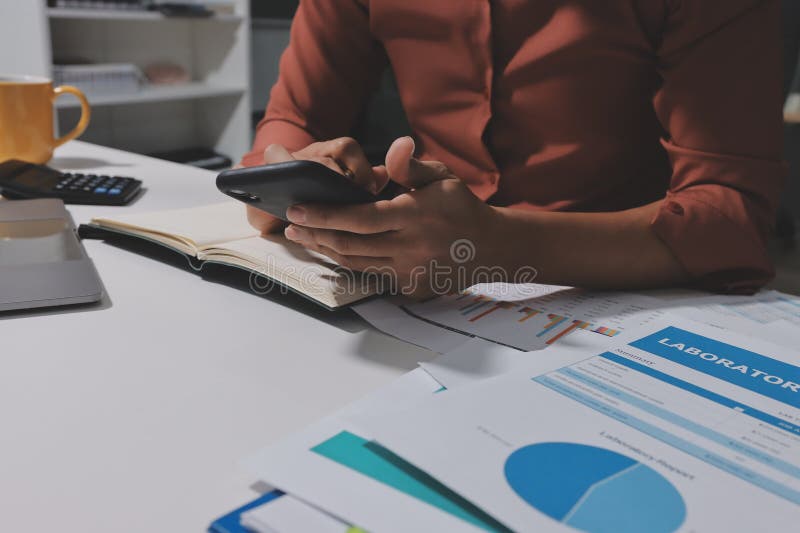 Working from Home, Closeup Business Woman Using Laptop Computer and ...
