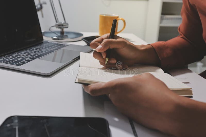 Working from Home, Closeup Business Woman Using Laptop Computer and ...