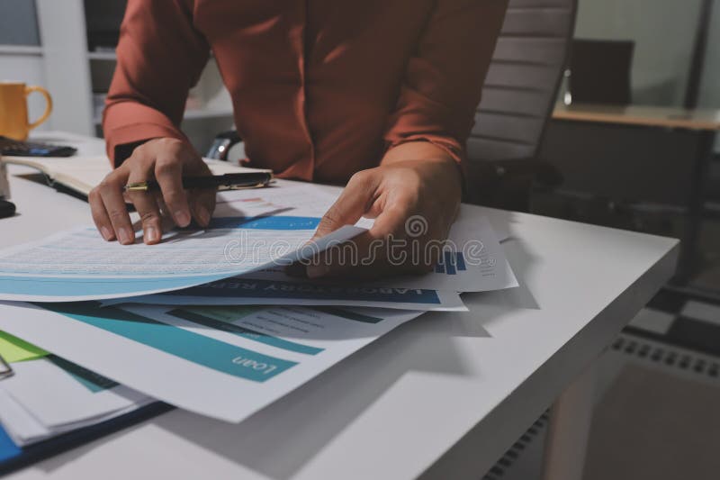 Working from Home, Closeup Business Woman Using Laptop Computer and ...