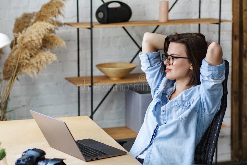 Working from Home. Communication Online Stock Image - Image of ...