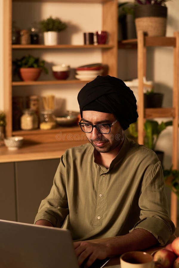 Working from Home in Cozy Rustic Kitchen Setting Stock Photo - Image of ...