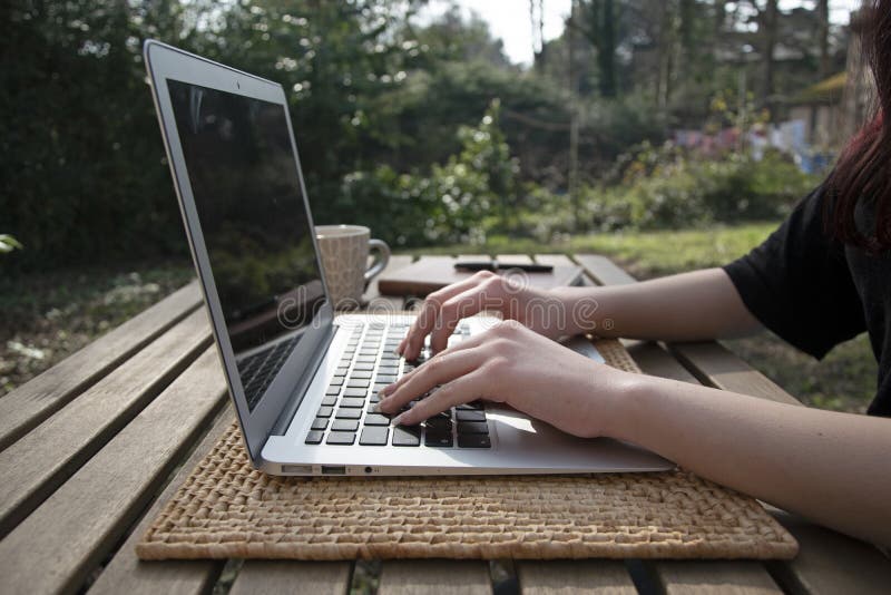 Home Working in Garden with Laptop Stock Photo - Image of nature, grass ...