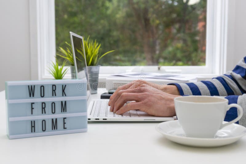 Working from home stock image. Image of pandemic, message - 187338057