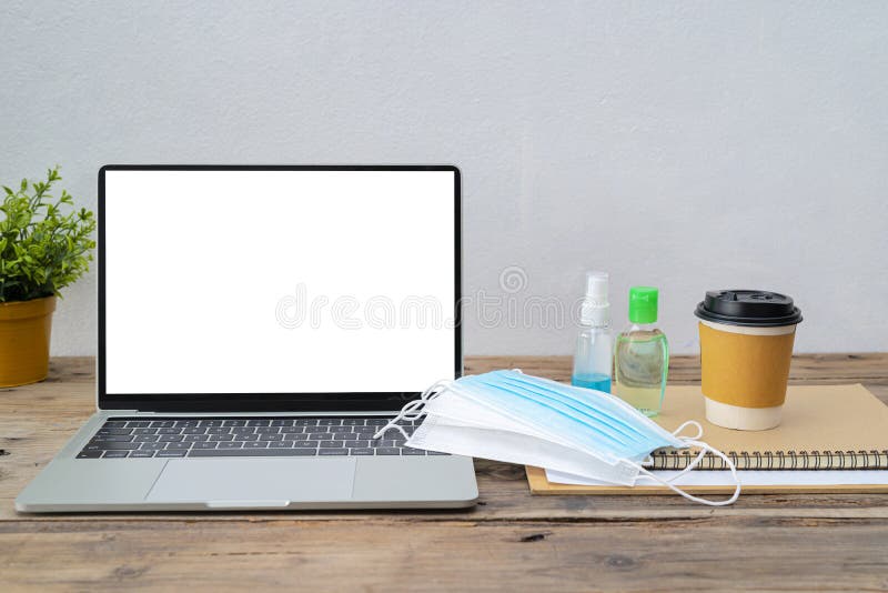 Working from Home and Remote Access Concept. Blank Laptop Computer ...