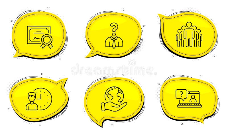 Working Hours, Group and Faq Icons Set. Hiring Employees Sign. Project ...