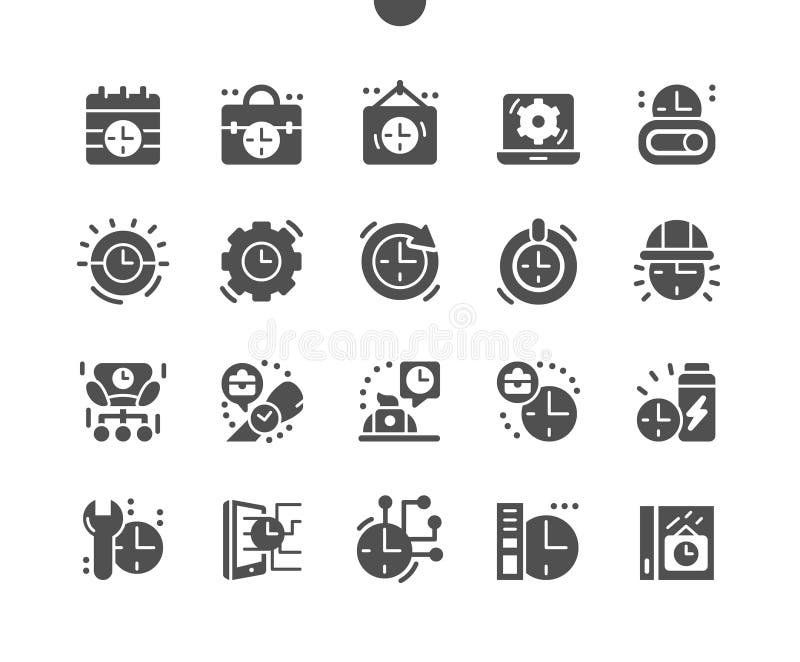 24 Hours of Work. 24 Hours Order Execution or Delivery Service Icons ...