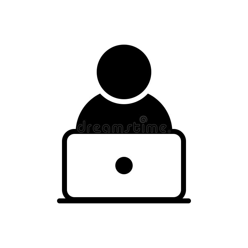 Black Solid Icon for Working, Laptop and Study Stock Vector ...