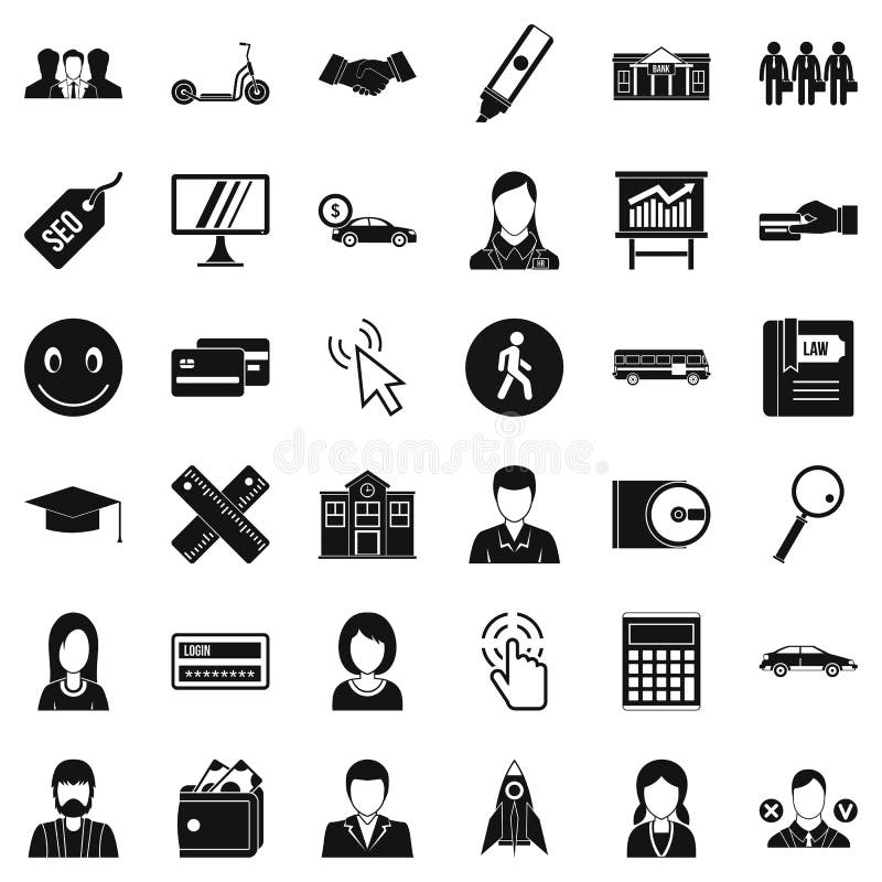 Working Icons Set, Simple Style Stock Vector - Illustration of black ...