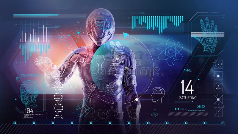 Science Research Infographics on Sci-fi Space Background. Stock ...