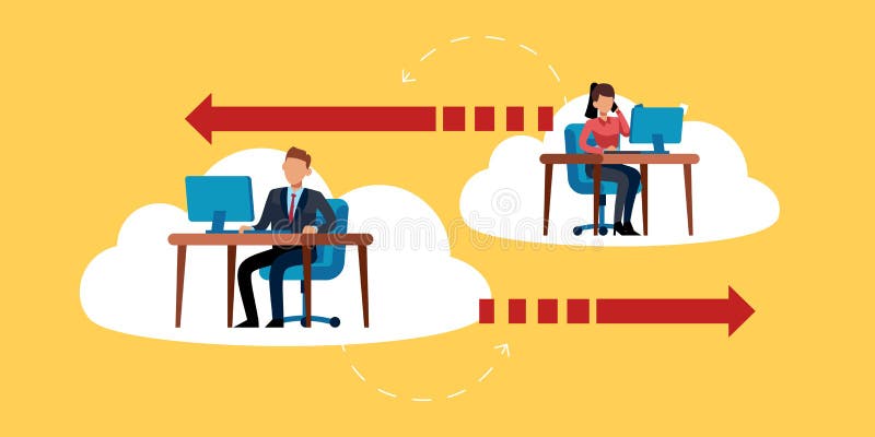 Working in the Internet Cloud. Wireless Network. Man and Woman Work on ...