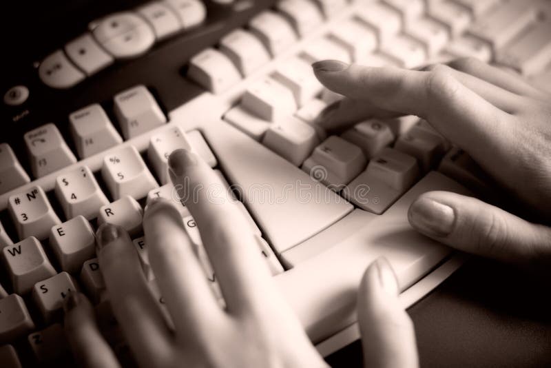 Working on Keyboard with Blue Tint Stock Image - Image of macro ...