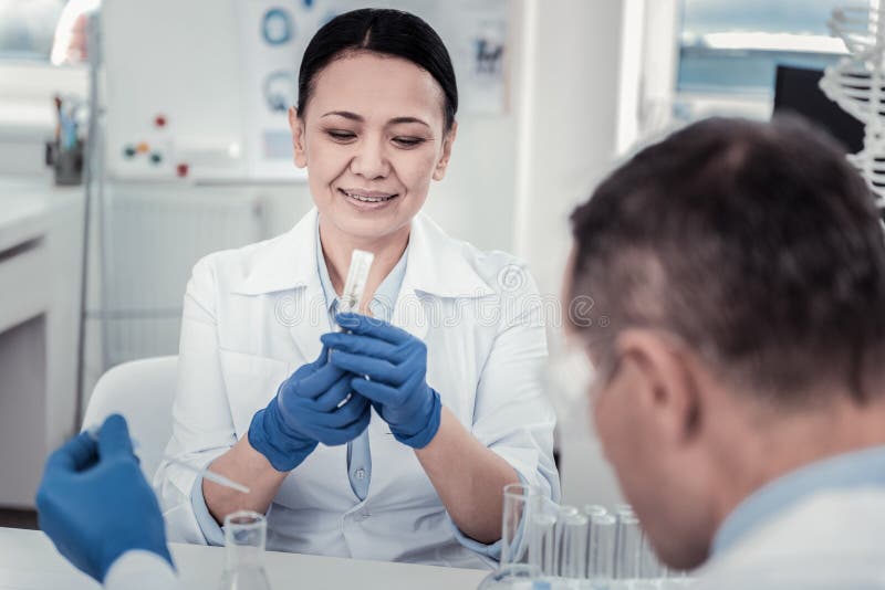 Biologist Working in the Laboratory with Test Tubes. Stock Image ...