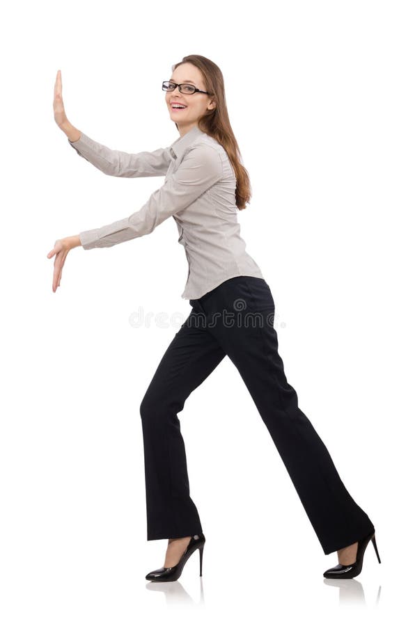 Working Lady Isolated on the White Stock Photo - Image of glasses ...