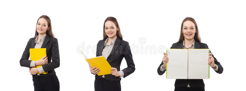 Working Lady with Paper Isolated on White Stock Photo - Image of pretty ...