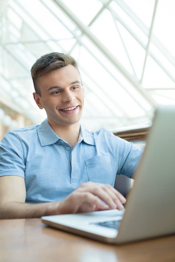 Working on laptop. stock image. Image of cheerful, indoors - 32942645