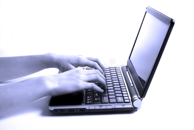 Working on Laptop Computer stock image. Image of keypad - 12635373