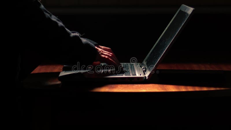 Working on Laptop in Dark Room Medium Stock Video - Video of cybercrime ...