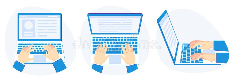 Working on Laptop. Hands on Computer Keyboard, Work Presentation and ...