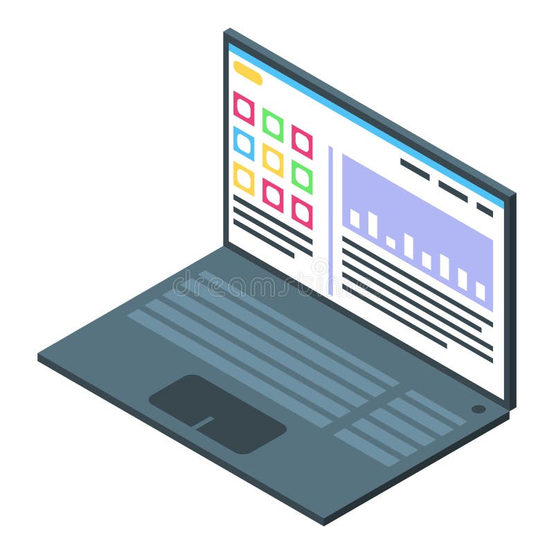 Working Laptop Icon, Isometric Style Stock Vector - Illustration of ...