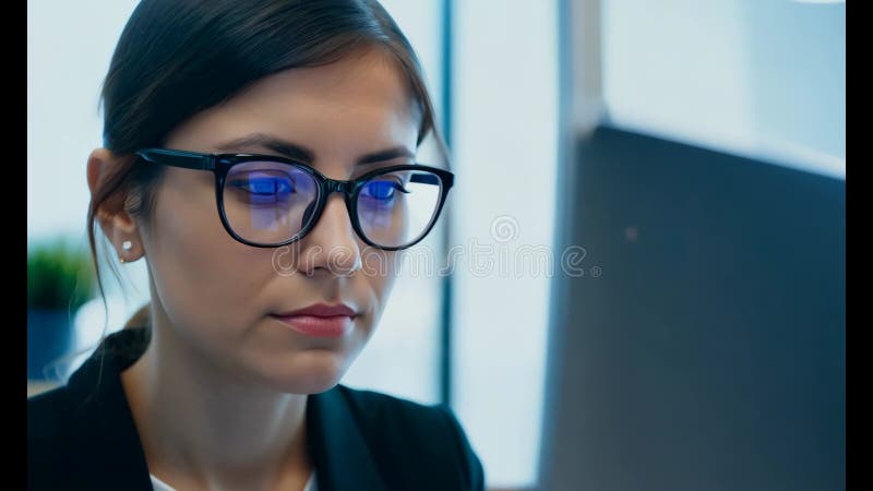 Working on a Laptop in a Modern Office Setting during the Day while ...