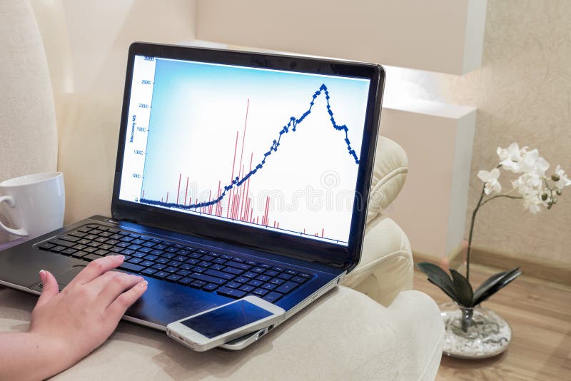 Man Using Project Management Software on Laptop Computer Stock Photo ...