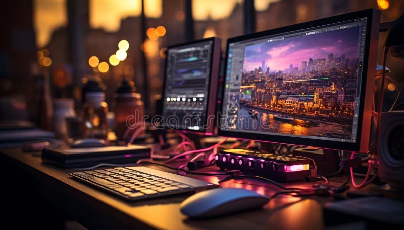 Working Late at Night, a Computer Illuminates the Modern Office ...