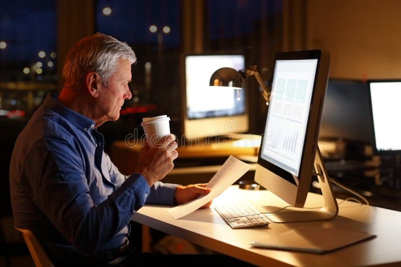 Working late stock photo. Image of broker, late, analyst - 64637046